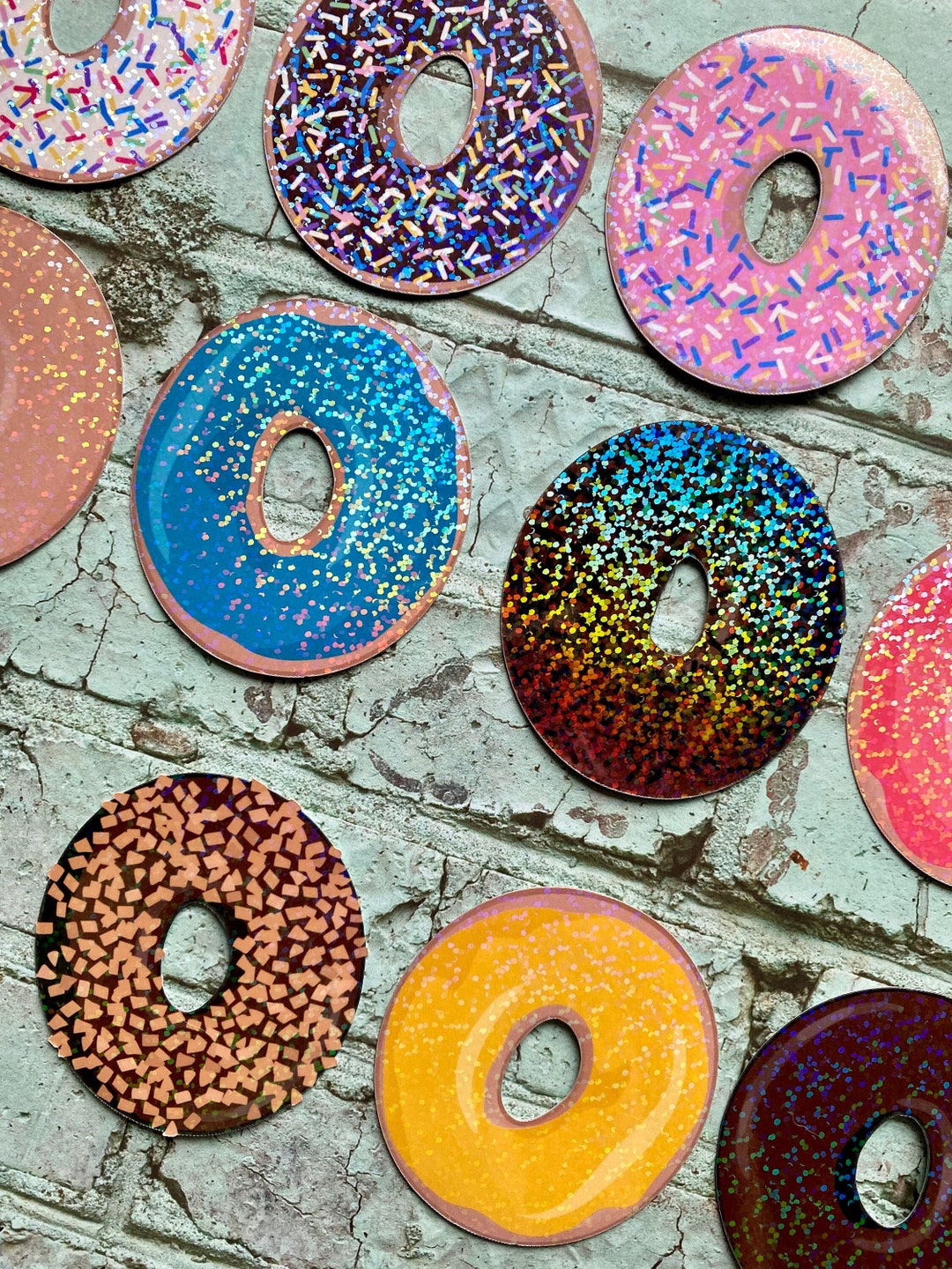 Pack of 12 Waterproof Vinyl Donut Stickers, Cute Food Donut Sticker ...