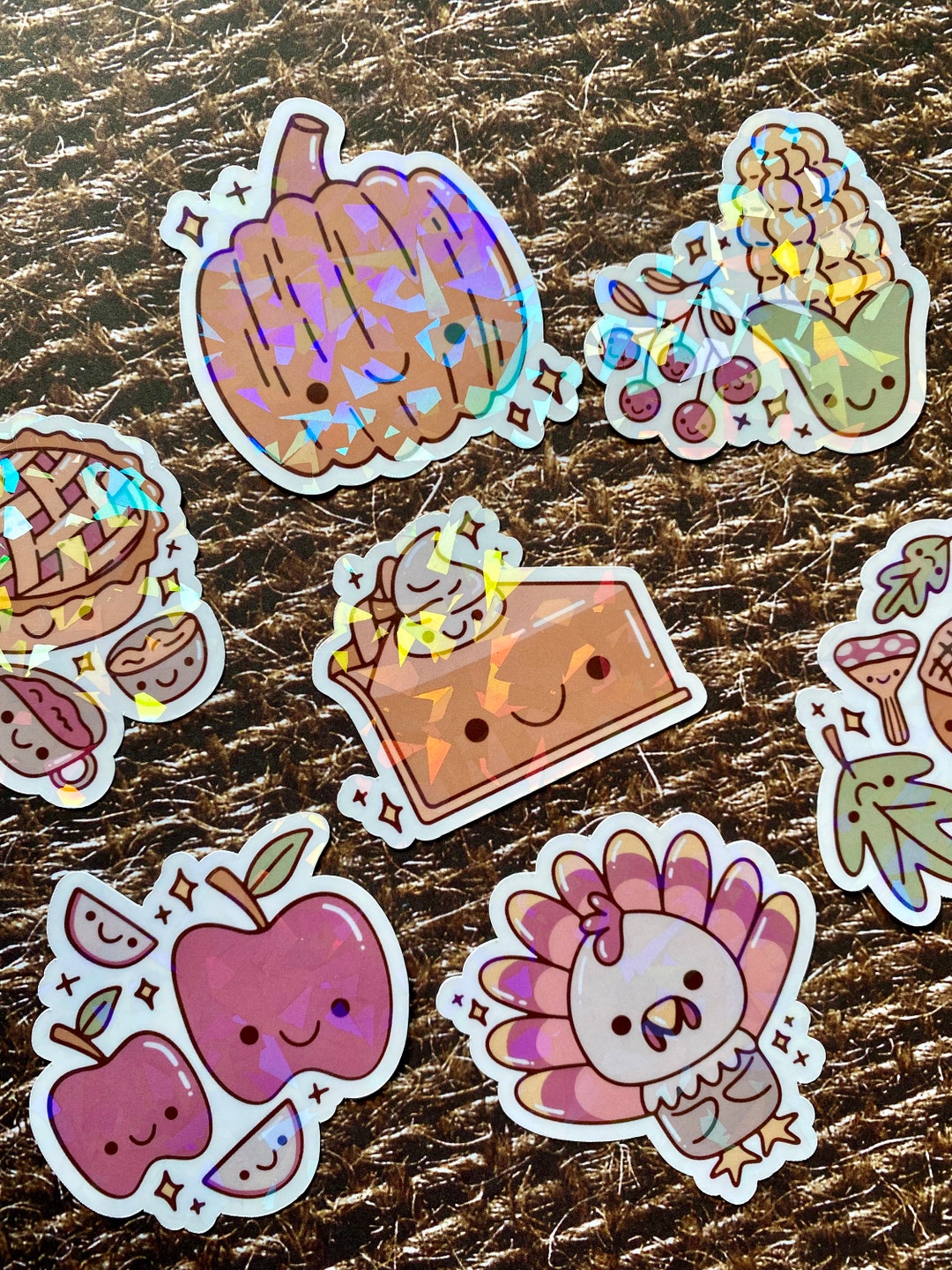 Pack of 7 Waterproof Vinyl Cute Thanksgiving Stickers, Seasonal Autumn ...