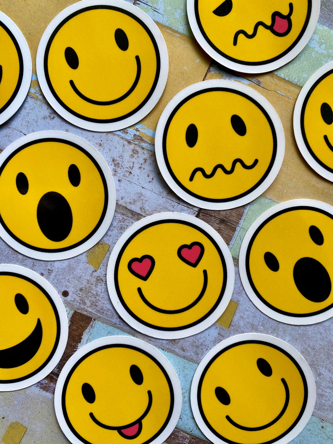Pack of 8 Waterproof Vinyl Emoji Stickers, Cute Funny Emoji Sticker ...
