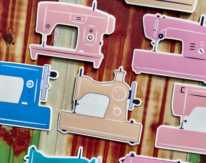Pack of 10 Waterproof Vinyl Vintage Sewing Machine Stickers, Retro ...
