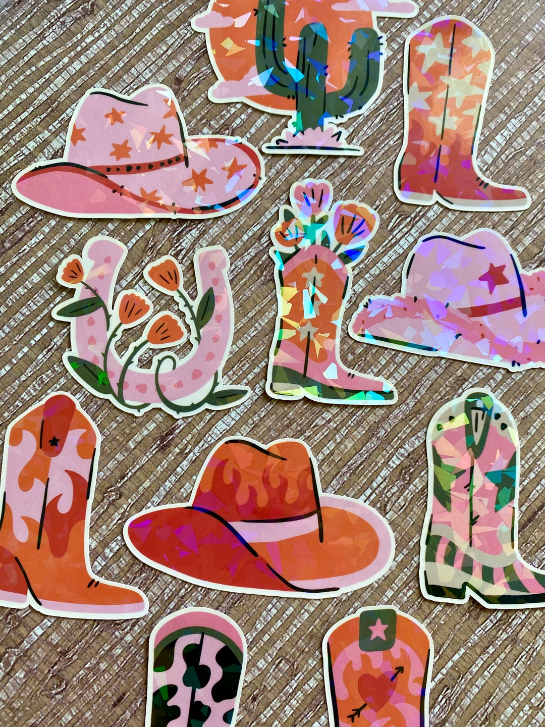 Pack of 11 Waterproof Vinyl Western Cowgirl Stickers, Cute Floral ...