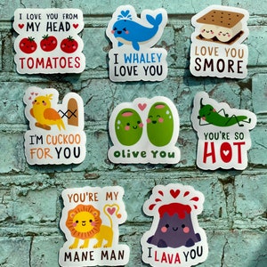 Pack of 8 Waterproof Vinyl Punny Phrase Stickers, Funny Pun Sticker ...