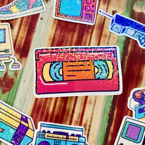 Pack of 11 Waterproof Vinyl Holographic 80s Themed Stickers, Retro ...