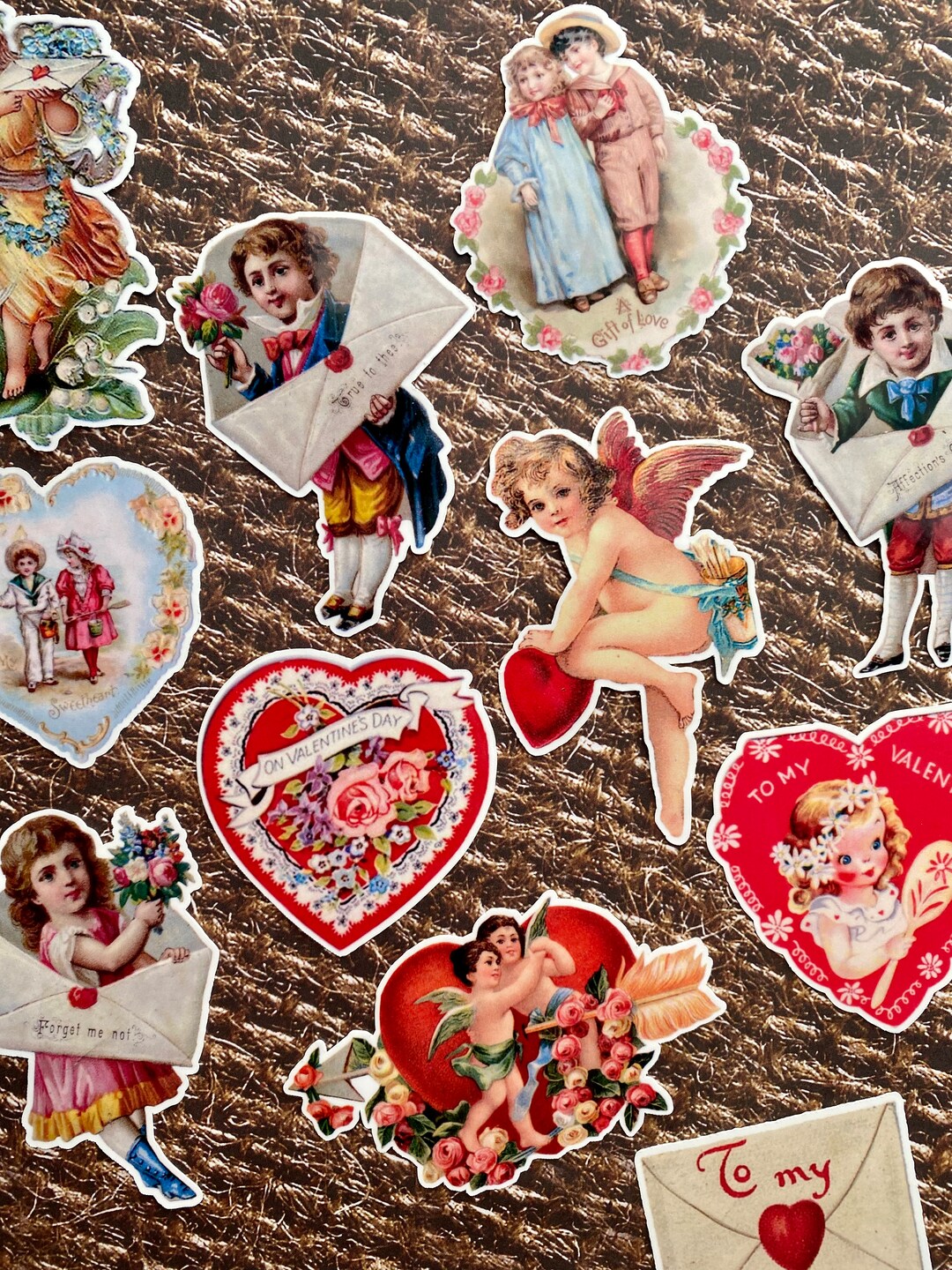 Pack of 11 Waterproof Vinyl Vintage Valentine Card Stickers, Retro ...