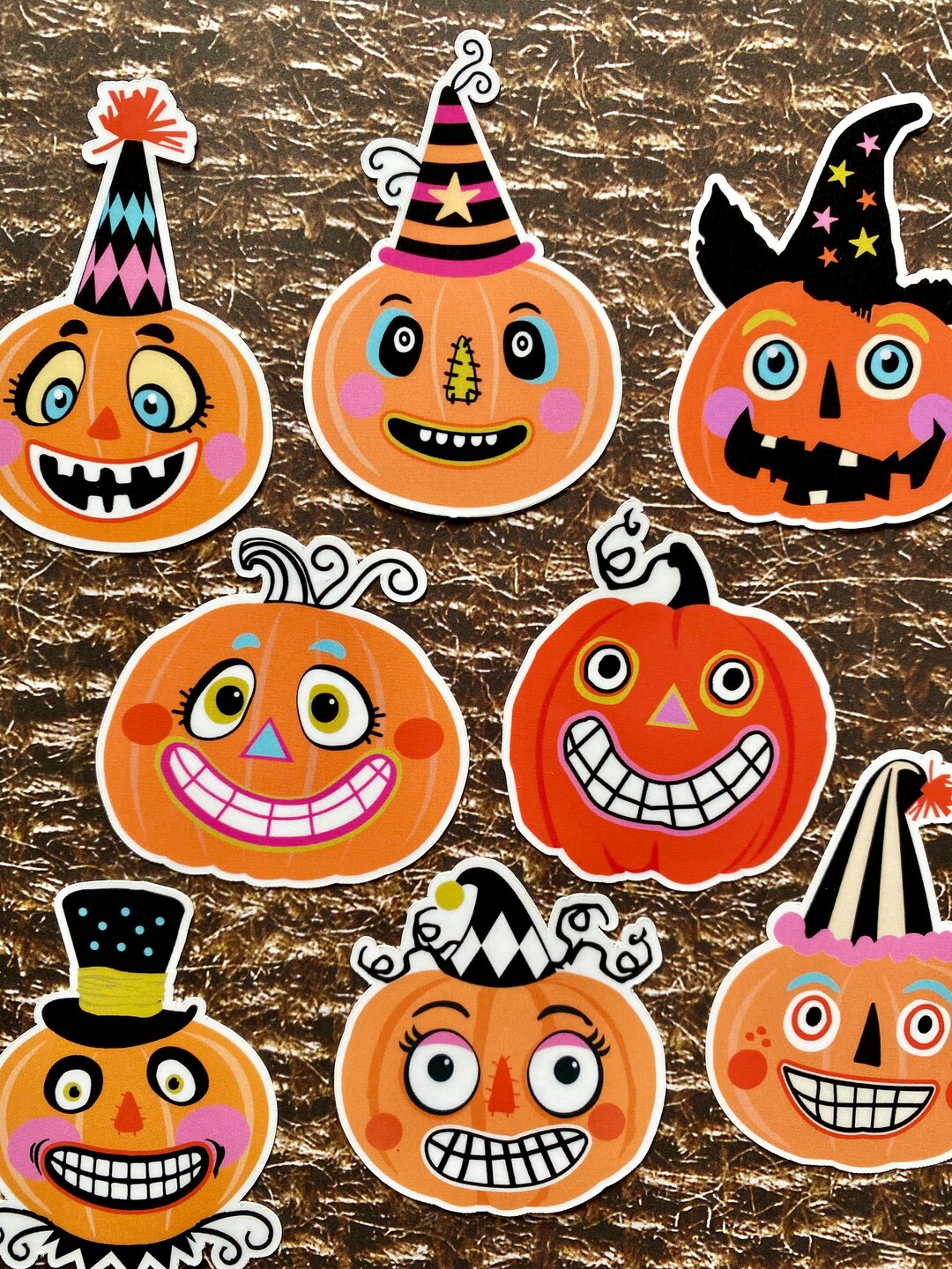 Pack of 8 Waterproof Vinyl Pumpkin Stickers, Funny Halloween Sticker ...