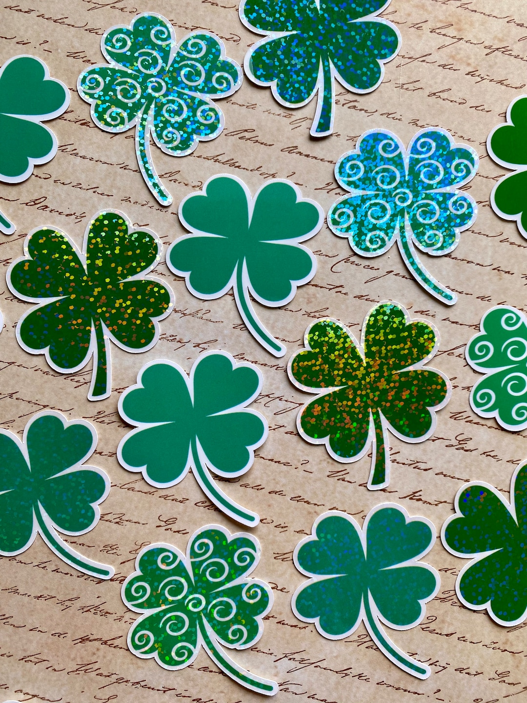 Pack of 15 Waterproof Vinyl Clover Stickers, St Patricks Day Spring ...