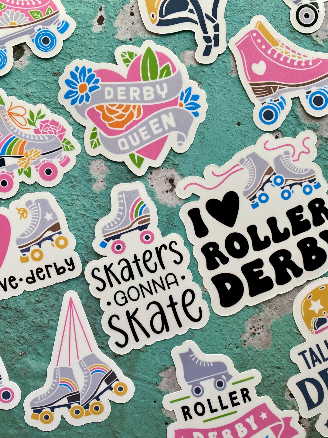 Pack of 14 Waterproof Vinyl Roller Derby Stickers, Derby Helmet Gear ...