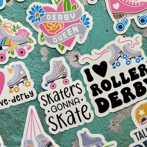 Pack of 14 Waterproof Vinyl Roller Derby Stickers, Derby Helmet Gear ...