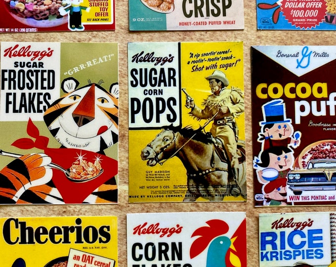 Pack of 9 Waterproof Vinyl Vintage Cereal Box Stickers, Retro Stickers ...