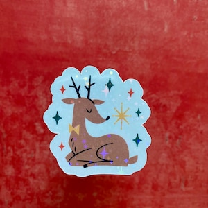 Pack of 10 Waterproof Vinyl Vintage Reindeer Stickers, Retro Christmas ...