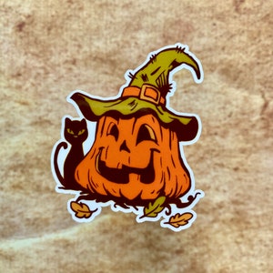 Pack of 6 Waterproof Vinyl Spooky Pumpkins Stickers, Vintage Pumpkins ...