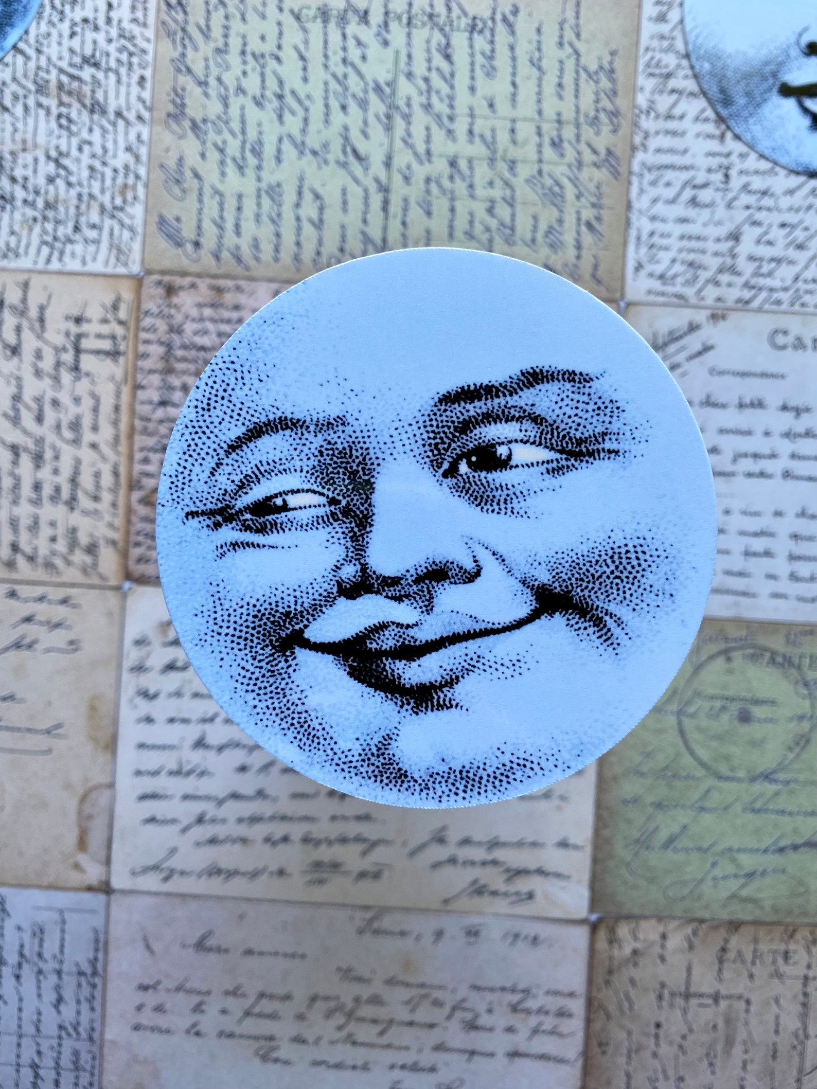 Pack of 4 Waterproof Vinyl Man in the Moon Stickers Victorian - Etsy