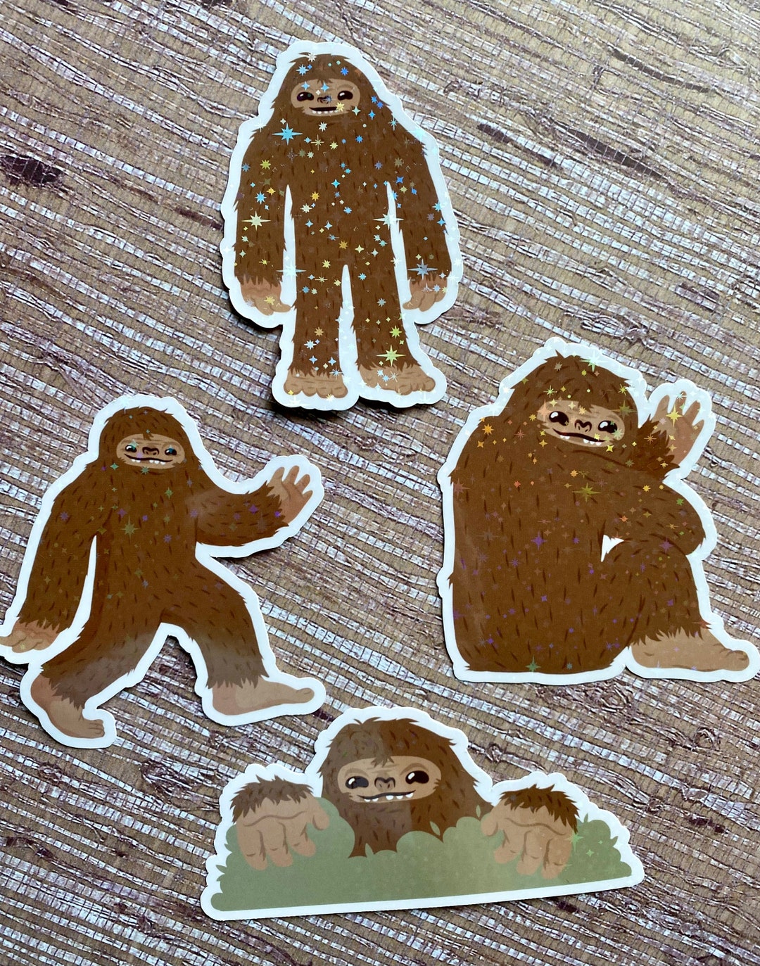 Pack of 4 Waterproof Vinyl Holographic Bigfoot Stickers, Sasquatch ...