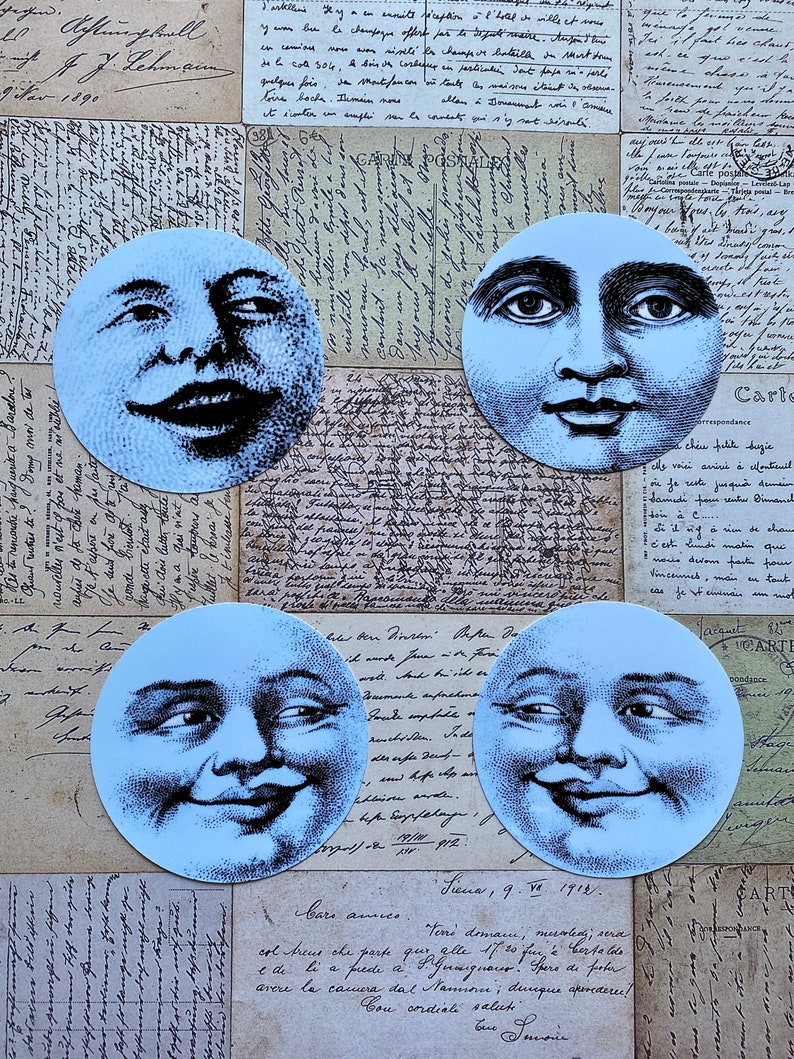 Pack of 4 Waterproof Vinyl Man in the Moon Stickers Victorian - Etsy