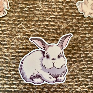 Pack of 10 Waterproof Vinyl Cute Rabbit Stickers, Easter Bunny Sticker ...