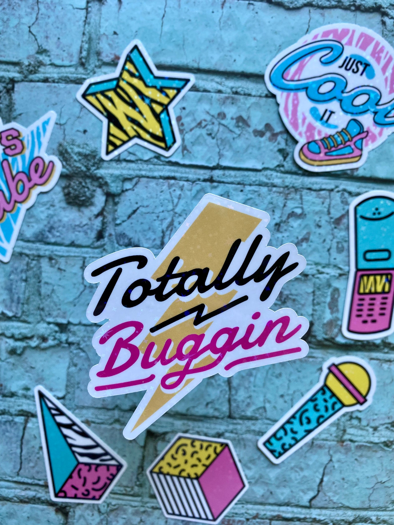 Pack of 9 Waterproof Vinyl Holographic 90s Themed Stickers - Etsy