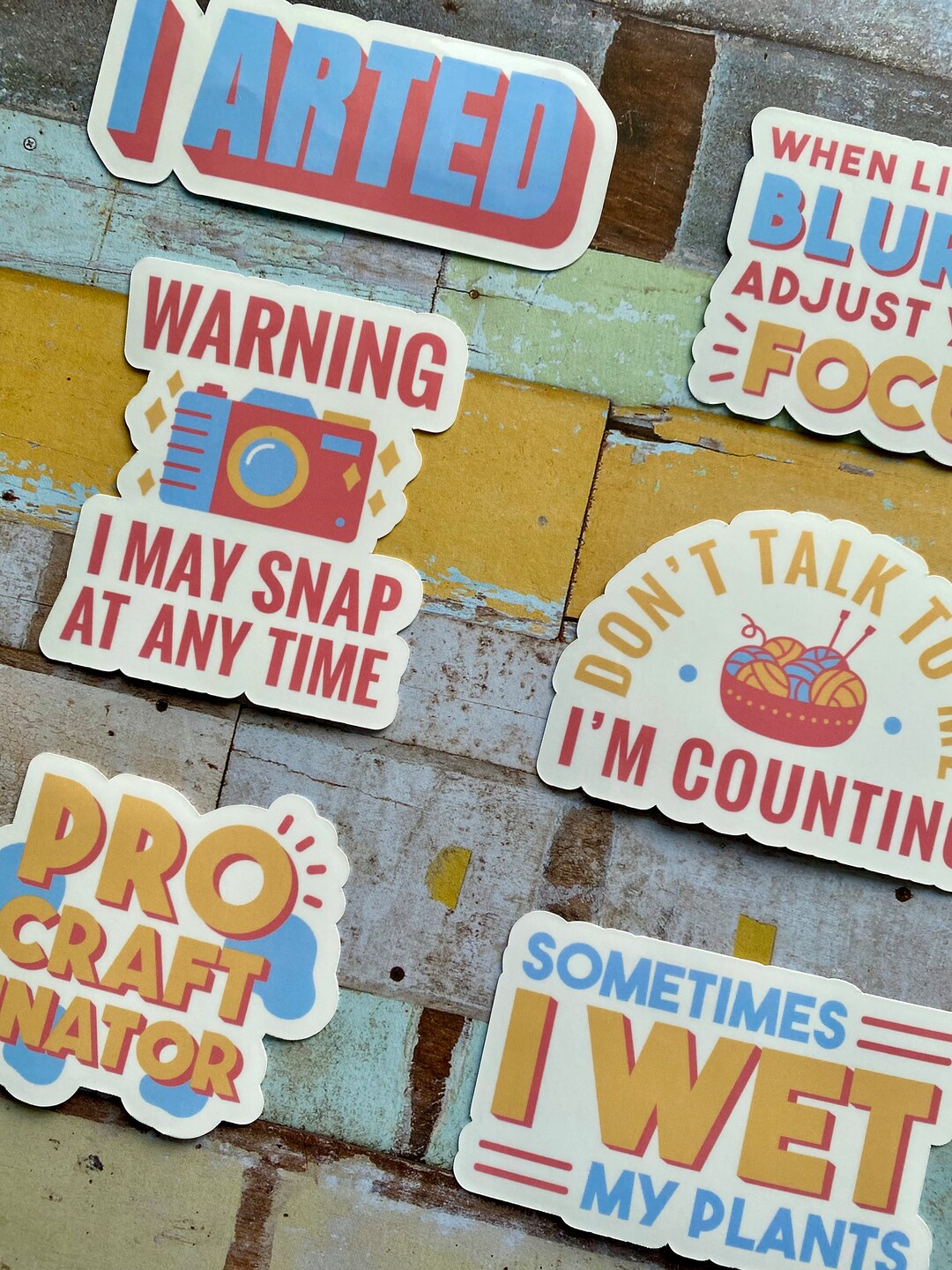 Pack of 6 Waterproof Vinyl Punny Hobby Stickers, Funny Puns Sticker ...