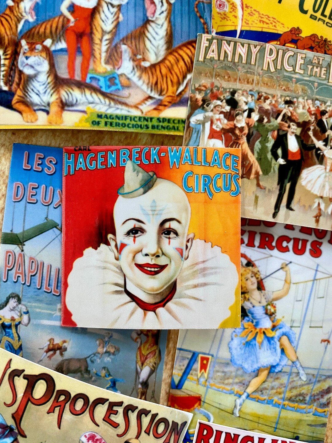 Pack of 9 Waterproof Vinyl Victorian Circus Poster Stickers, Antique ...