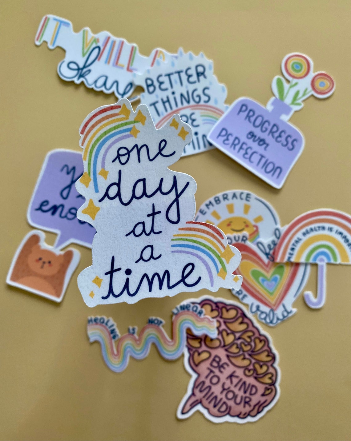 Pack of 10 Waterproof Vinyl Positivity Stickers Mental Health | Etsy