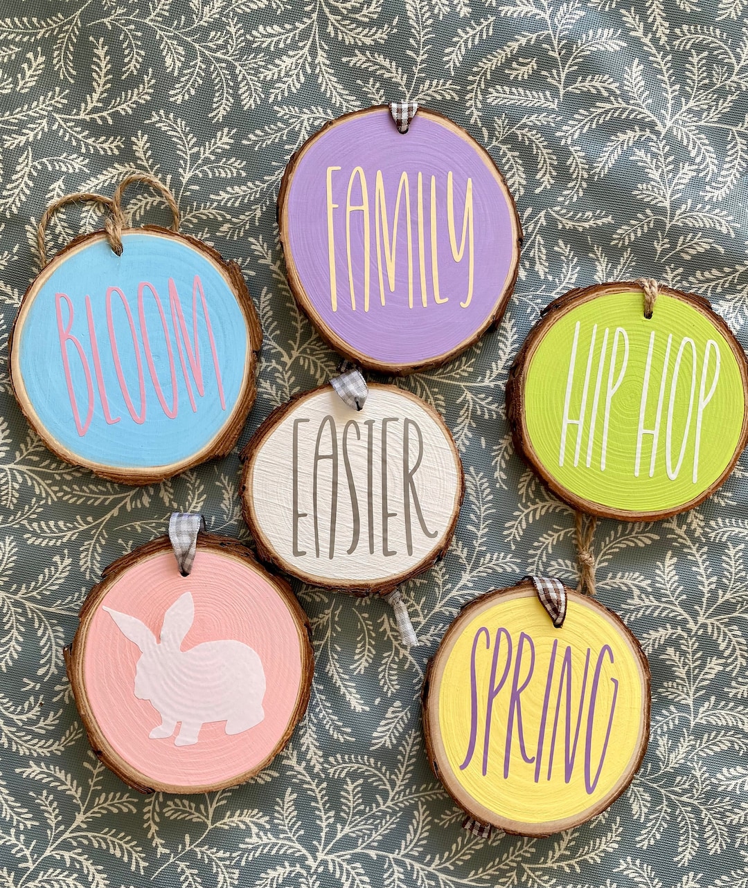 Wood Slice Ornaments, Handmade Easter Ornaments, Farmhouse Easter ...