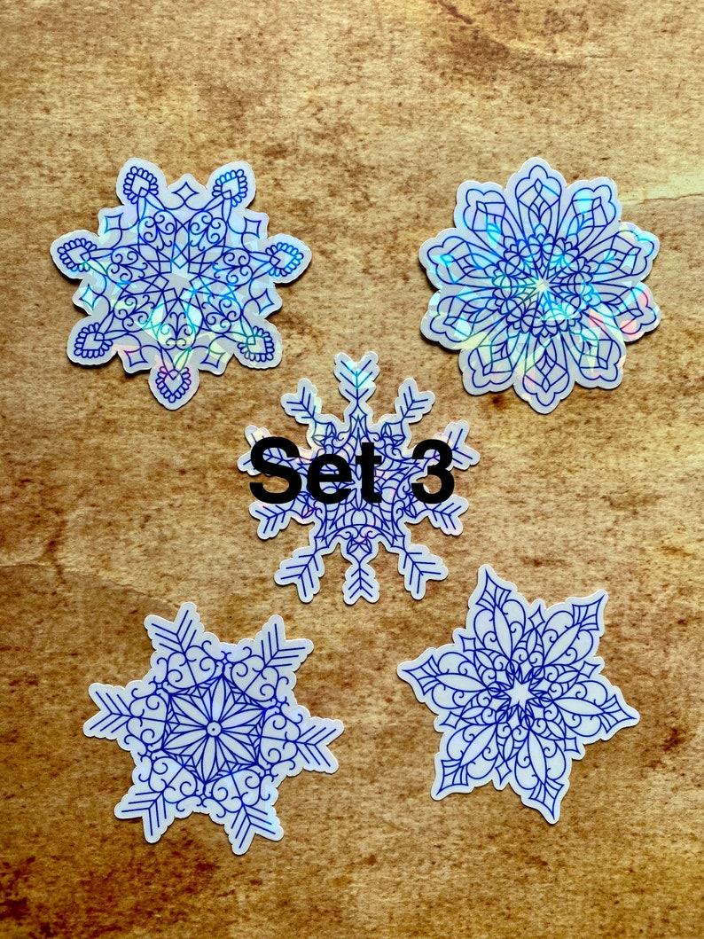 Pack of 5 Waterproof Vinyl Snowflake Stickers Winter Sticker - Etsy