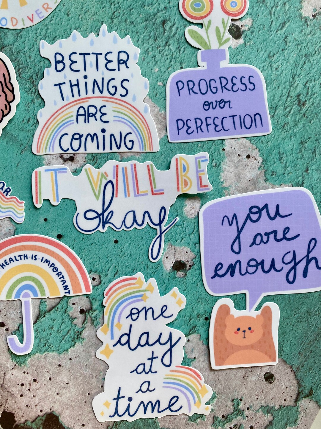 Pack of 10 Waterproof Vinyl Positivity Stickers, Mental Health ...