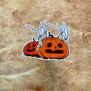Pack of 6 Waterproof Vinyl Spooky Pumpkins Stickers, Vintage Pumpkins ...