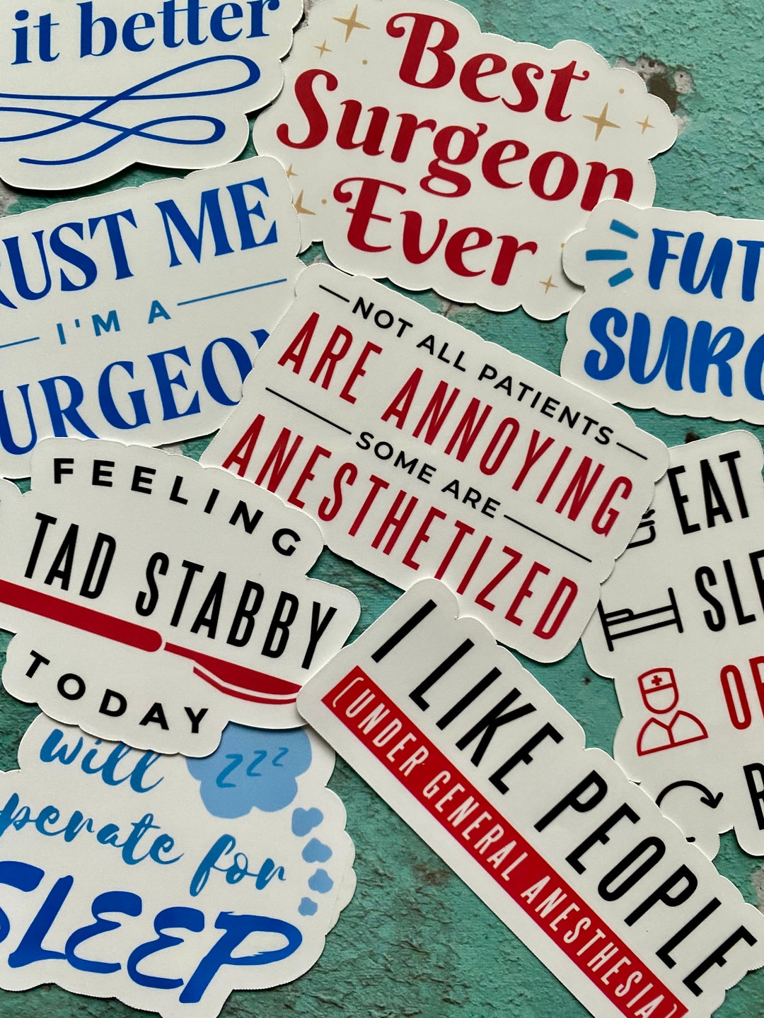 Pack of 9 Waterproof Vinyl Surgeon Stickers, Medical Surgeon Graduation ...