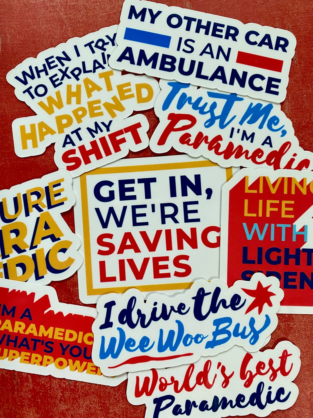Pack of 9 Waterproof Vinyl Paramedic Stickers, Paramedic Medical Gifts ...