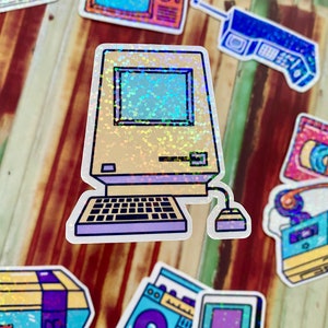 Pack of 11 Waterproof Vinyl Holographic 80s Themed Stickers, Retro ...