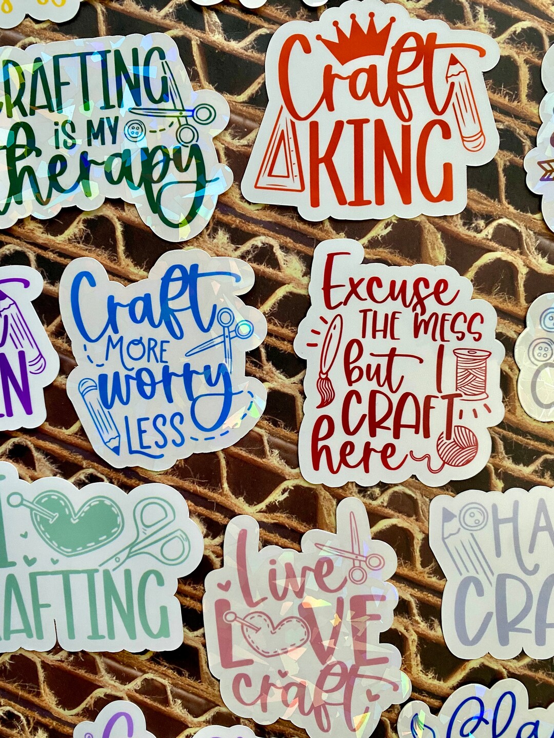 Pack of 15 Waterproof Vinyl Crafting Stickers, Craft Lover Sticker Pack ...