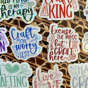 Pack of 15 Waterproof Vinyl Crafting Stickers, Craft Lover Sticker Pack ...