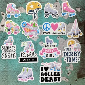 Pack of 14 Waterproof Vinyl Roller Derby Stickers, Derby Helmet Gear ...