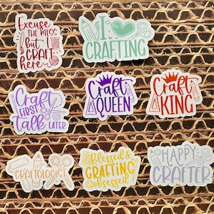 Pack of 15 Waterproof Vinyl Crafting Stickers, Craft Lover Sticker Pack ...