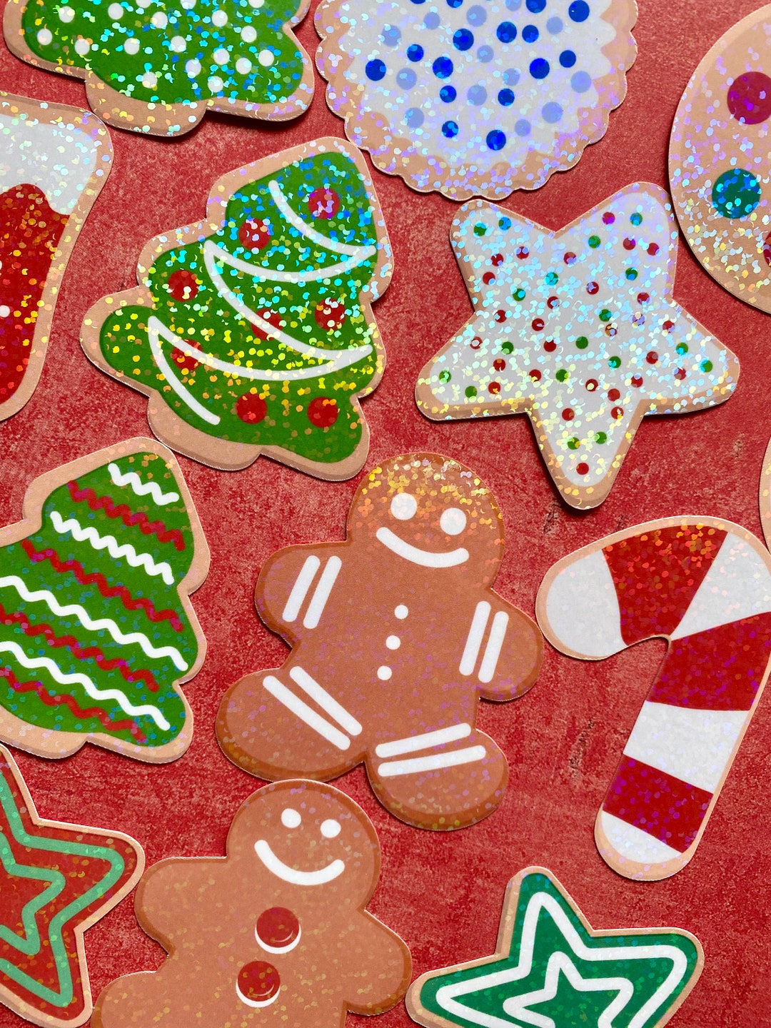 Pack of 13 Waterproof Vinyl Christmas Cookie Stickers, Cute Christmas ...
