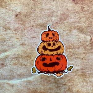 Pack of 6 Waterproof Vinyl Spooky Pumpkins Stickers, Vintage Pumpkins ...