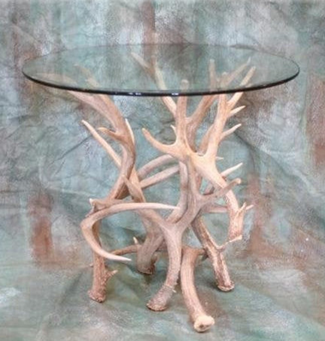 Mule Deer Antler End Table With Glass Top - Etsy