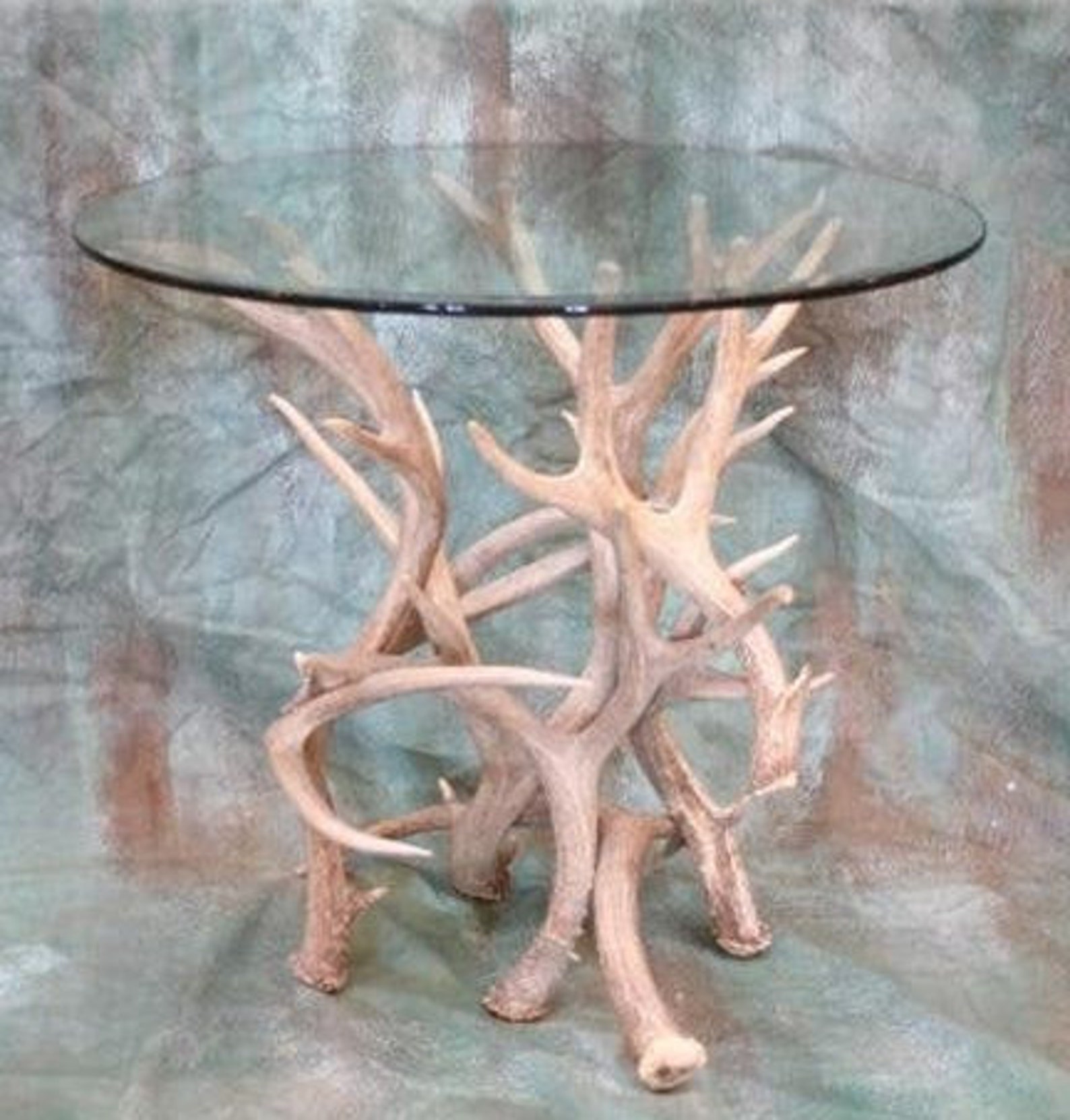 Mule Deer Antler End Table With Glass Top - Etsy