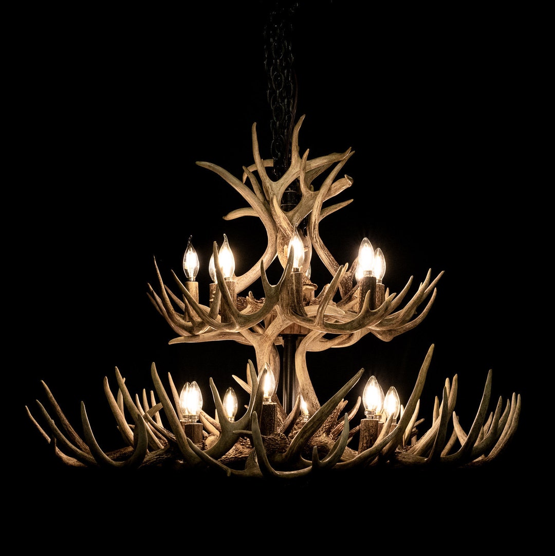 34 Antler, 16 Light Deluxe Two Tier Whitetail Antler Chandelier ...
