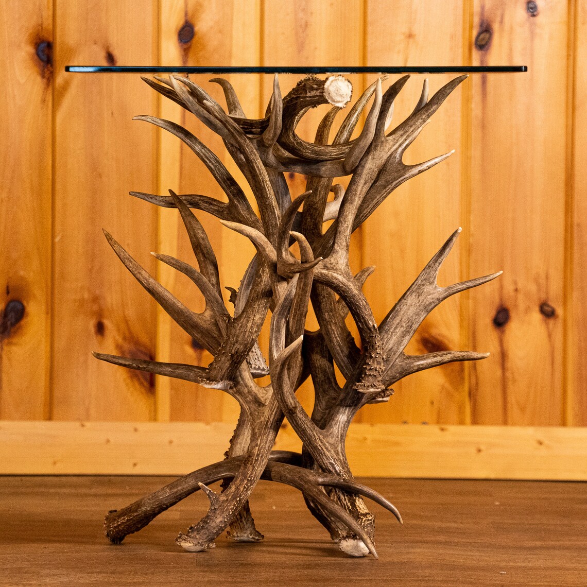 Mule Deer Antler End Table With Glass Top - Etsy