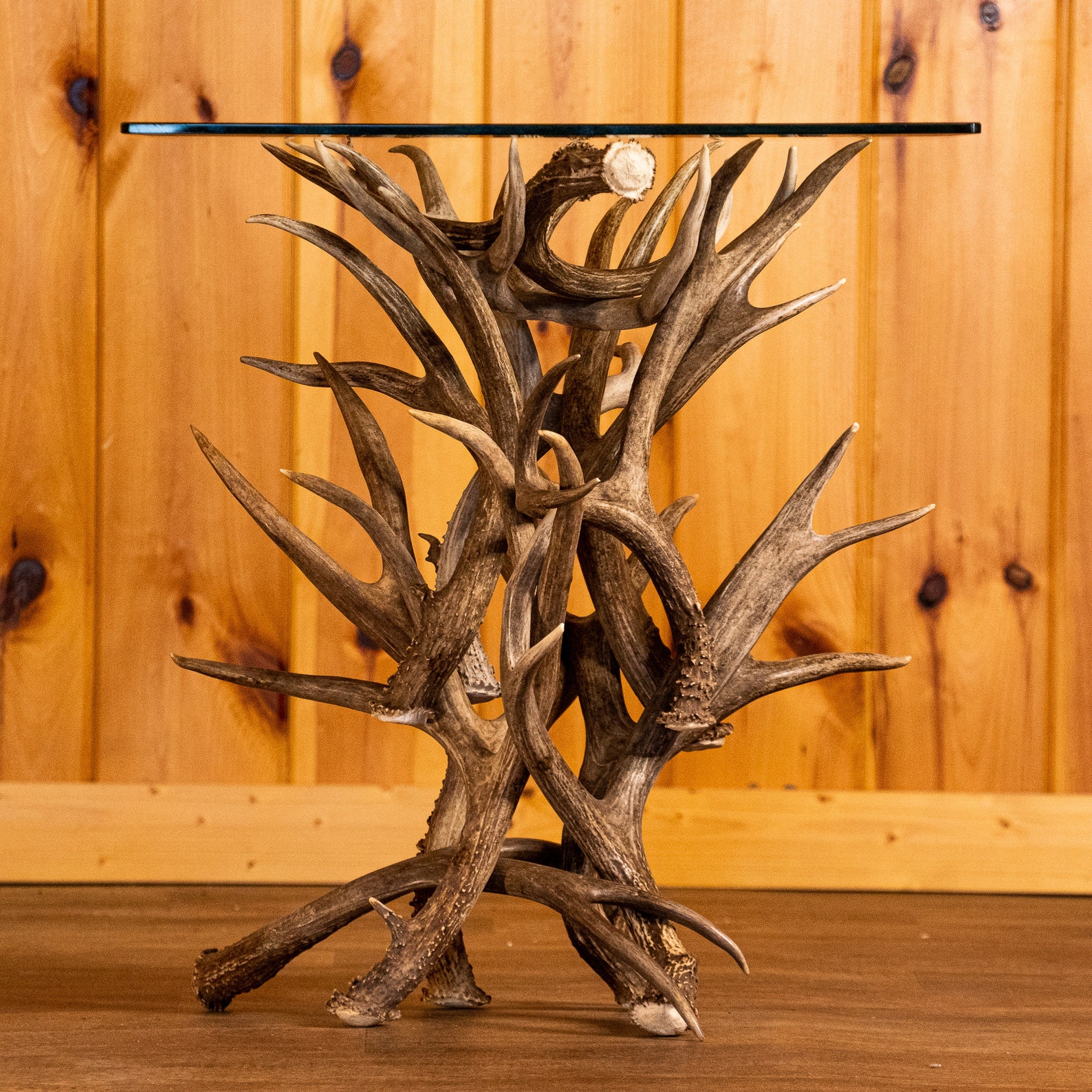 Mule Deer Antler End Table With Glass Top - Etsy