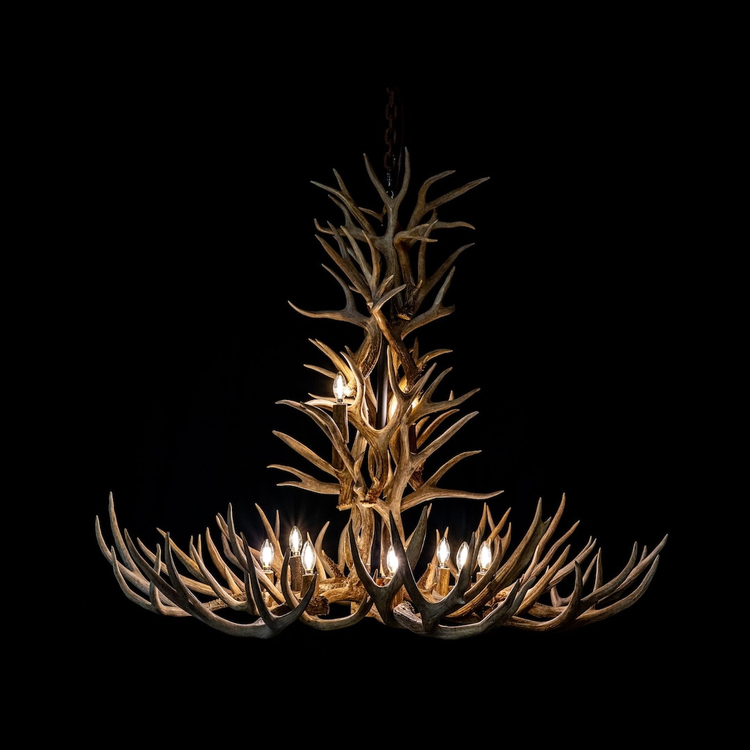32 Antler 12 Light Cascading Mule Deer Antler Chandelier - Rustic Decor ...