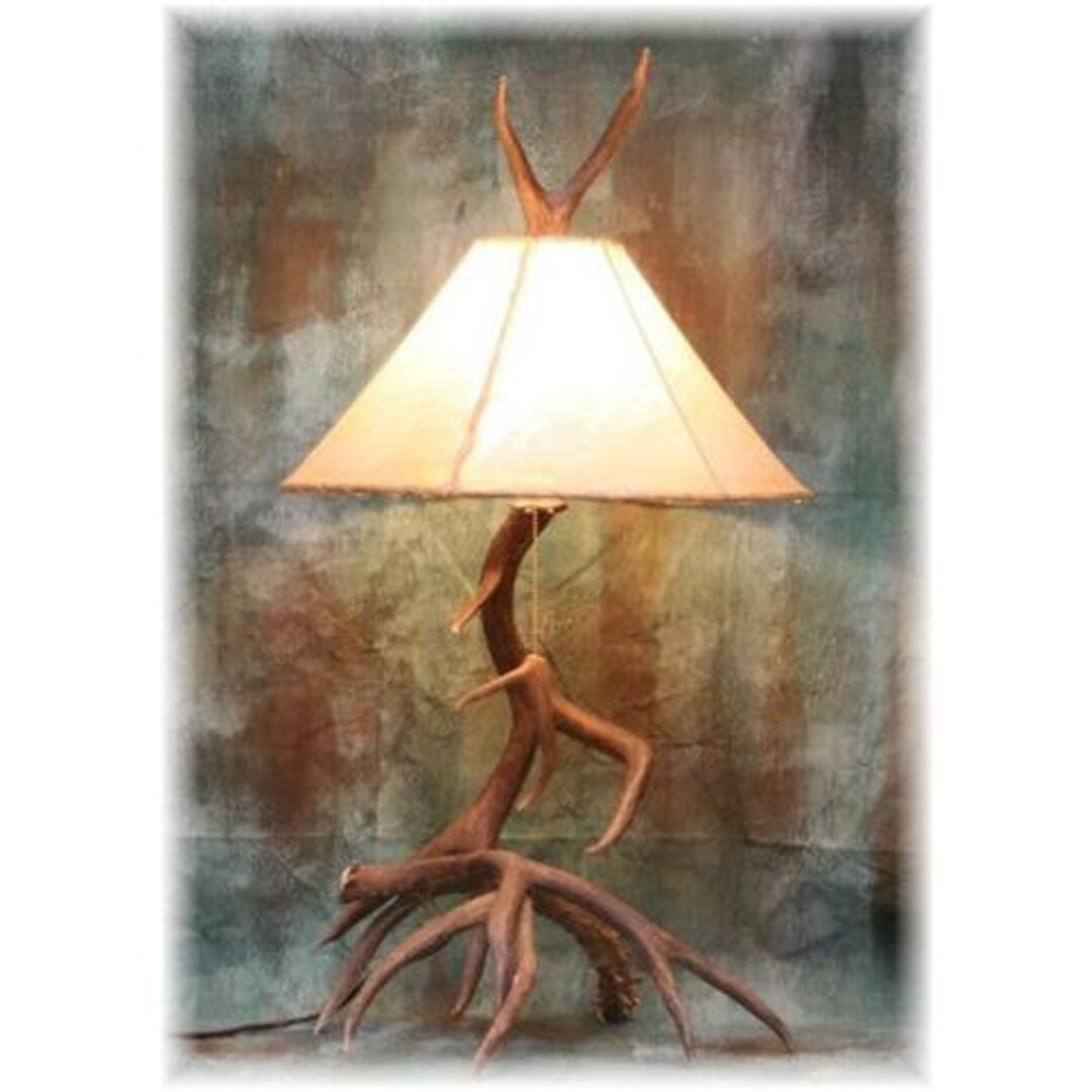 Large 3-4 Antler Mule Deer Table Lamp | Rustic Country Home Farmhouse ...