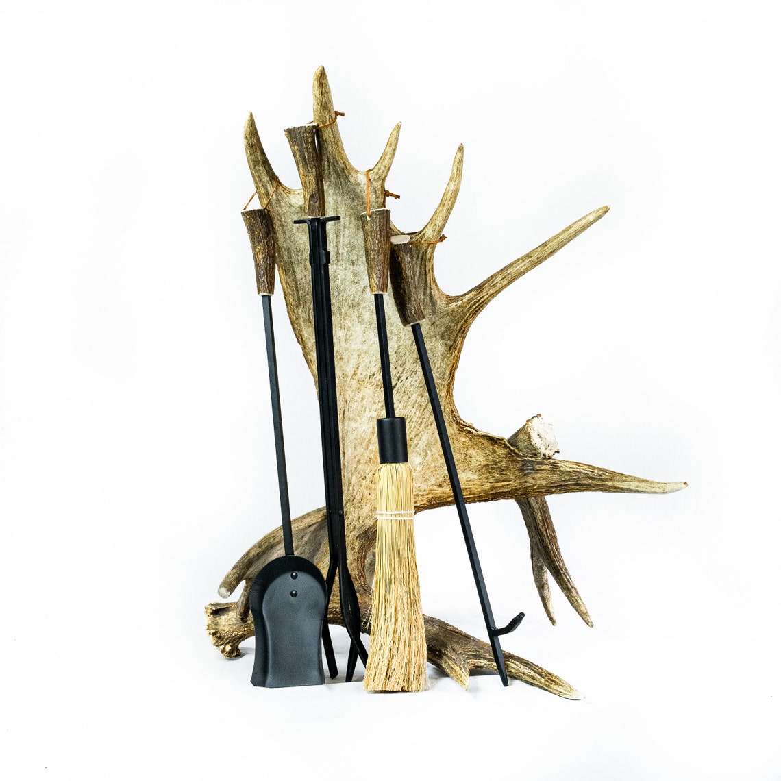 Moose Antler Fireplace Set Includes Four Fireplace Tools: | Etsy