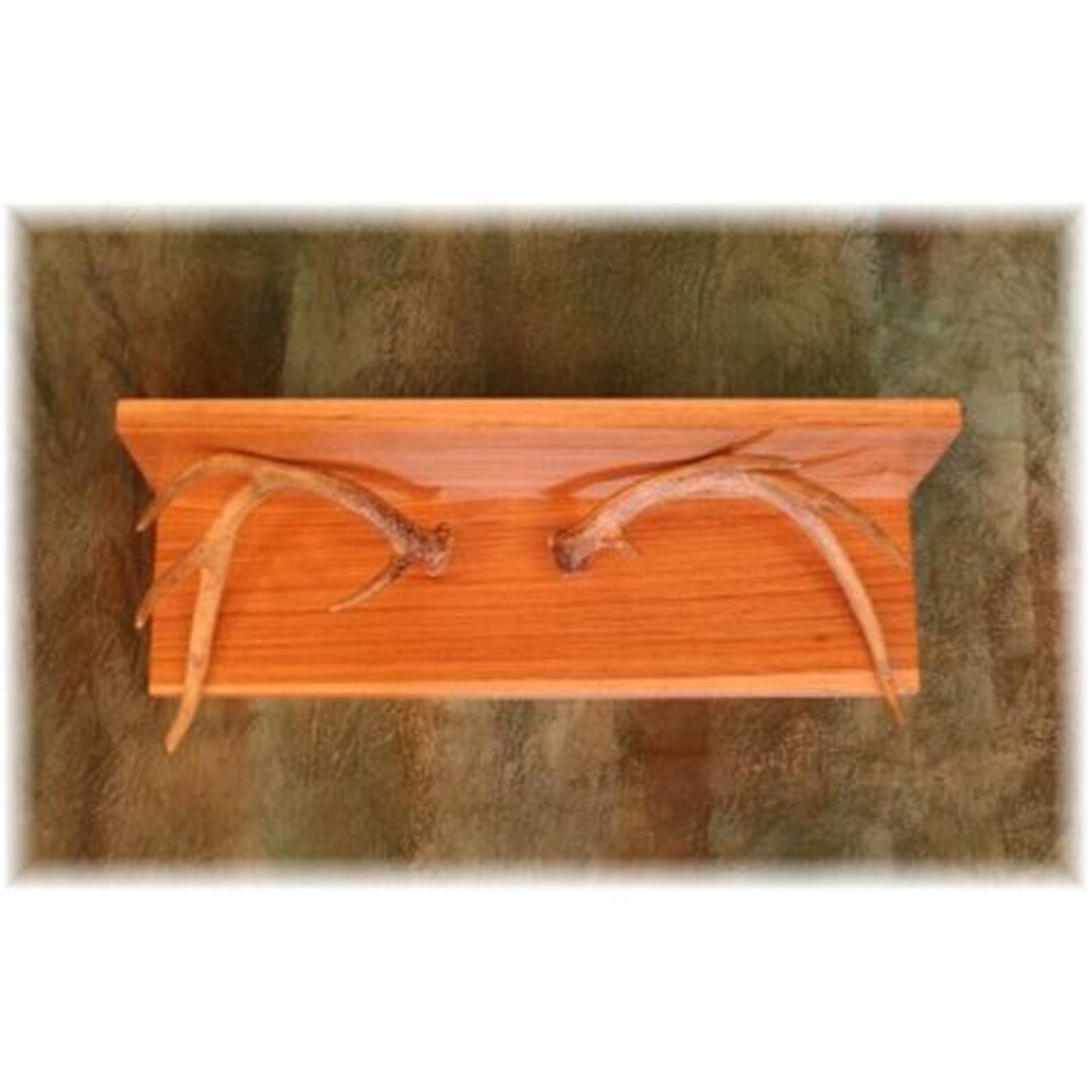 20" Deer Antler Wall Shelf | Wood Elk Antler Rustic Decor Country Home ...
