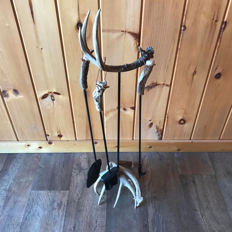 Whitetail Deer Antler Fireplace Tool Set Includes Three - Etsy
