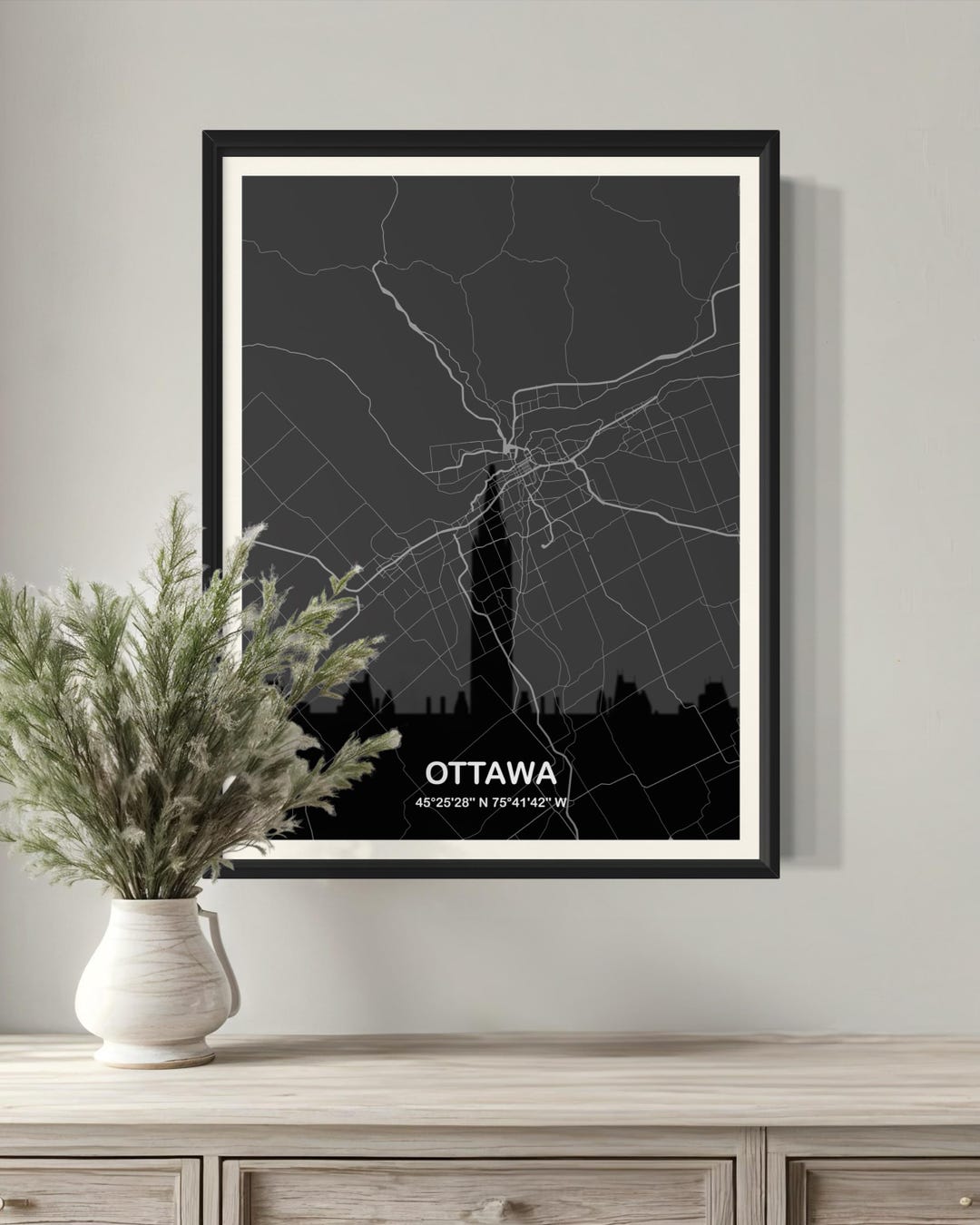 Printable Ottawa Map Art | Parliament Building Silhouette | Urban Wall ...