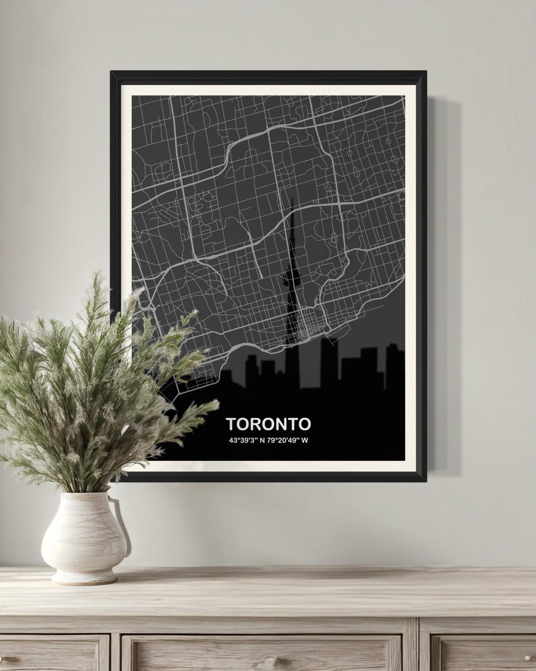 Printable Toronto Map Art | City Skyline Silhouette | Urban Wall Art ...