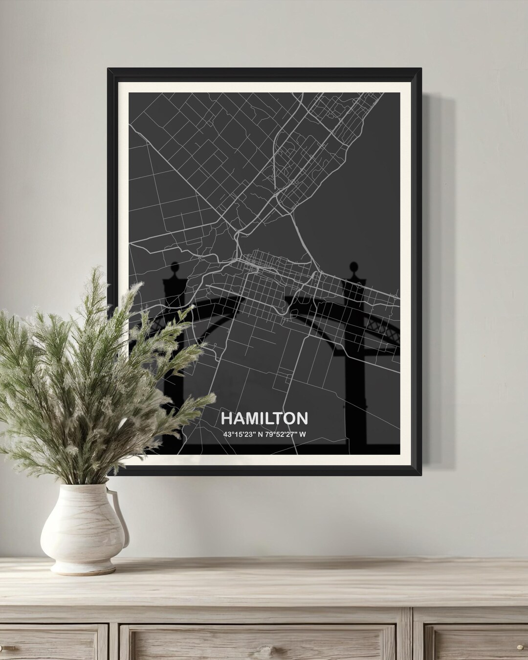 Printable Hamilton Map Art | Hamilton Downtown Arch Silhouette | Urban ...