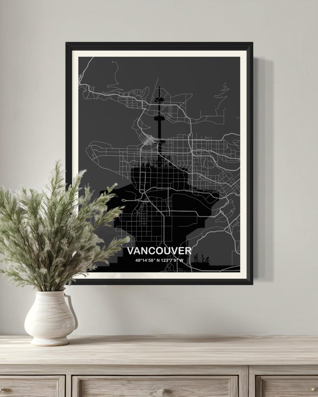 Printable Vancouver Map Art | Vancouver Lookout Silhouette | Urban Wall ...